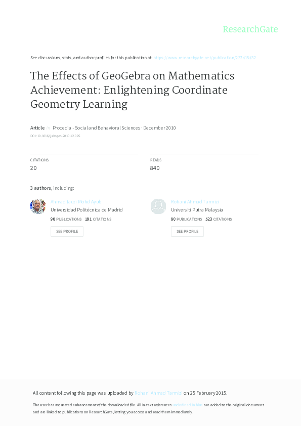 (PDF) The Effects of GeoGebra on Mathematics Achievement: Enlightening ...