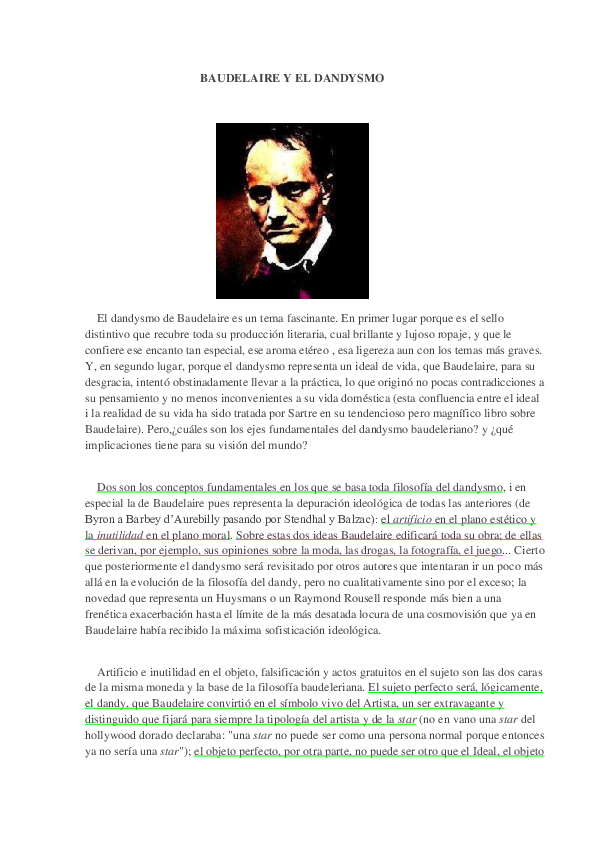 (PDF) BAUDELAIRE Y EL DANDYSMO