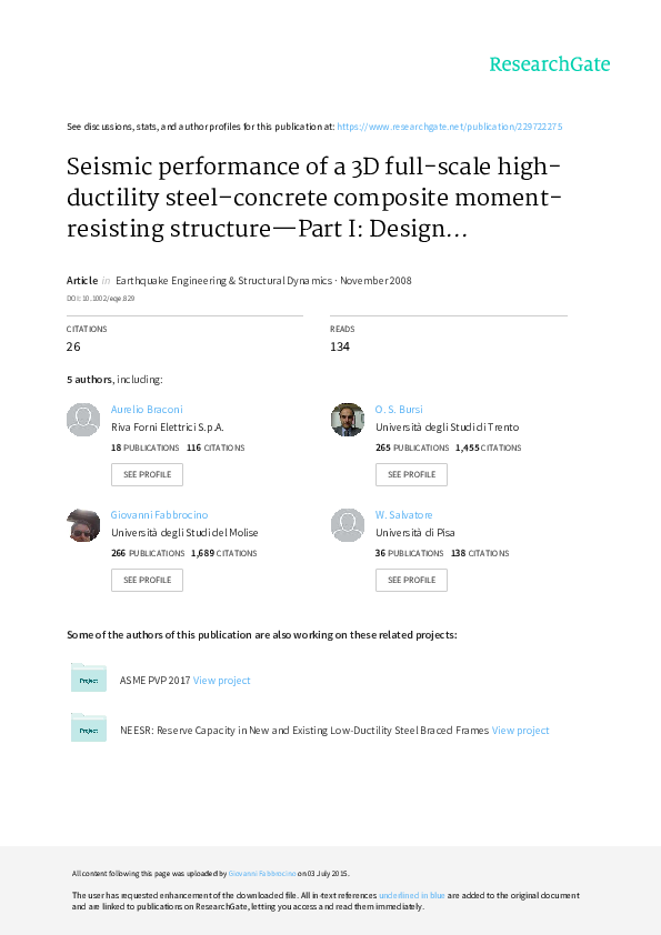 (PDF) Seismic performance of a 3D full-scale high-ductile steel ...