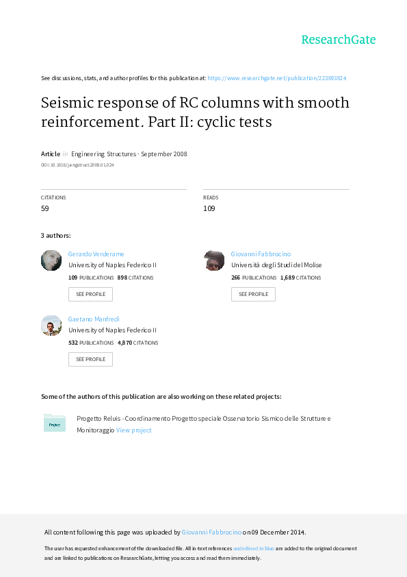 (PDF) Seismic response of rc columns with smooth reinforcement. Part II ...