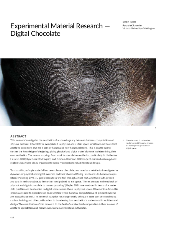 (PDF) Experimental Material Research — Digital Chocolate