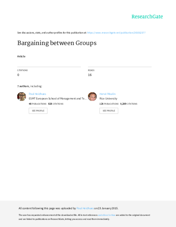 (PDF) Bargaining between Groups