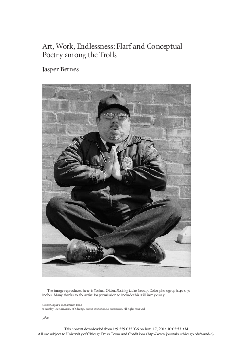 (PDF) Art, Work, Endlessness: Flarf and Conceptual Poetry among the Trolls