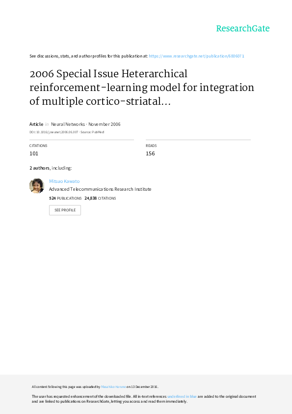 (PDF) Changes in corticostriatal connectivity during reinforcement ...