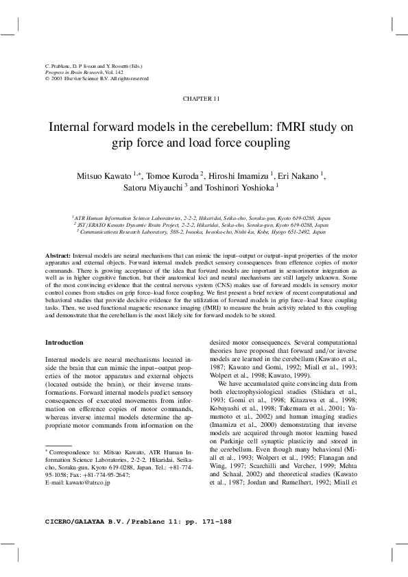 (PDF) Internal forward models in the cerebellum: fMRI study on grip ...