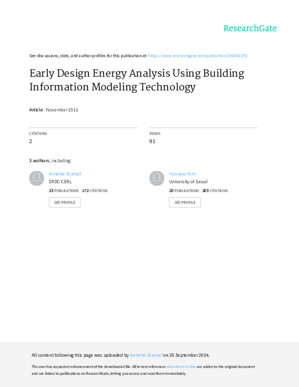 (PDF) Early Design Energy Analysis Using Building Information Modeling ...