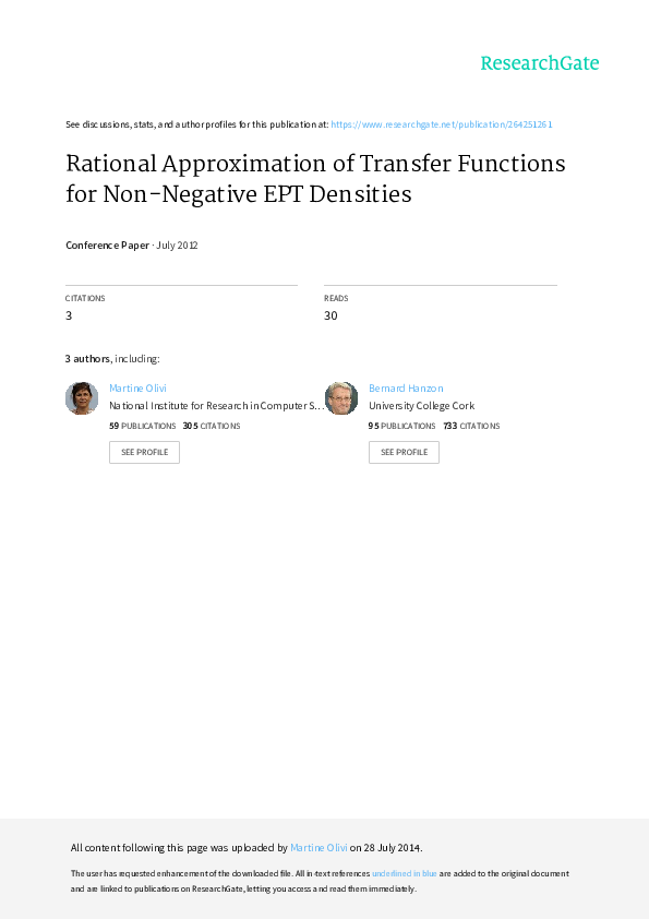 (PDF) Rational approximation of transfer functions for radiating structures