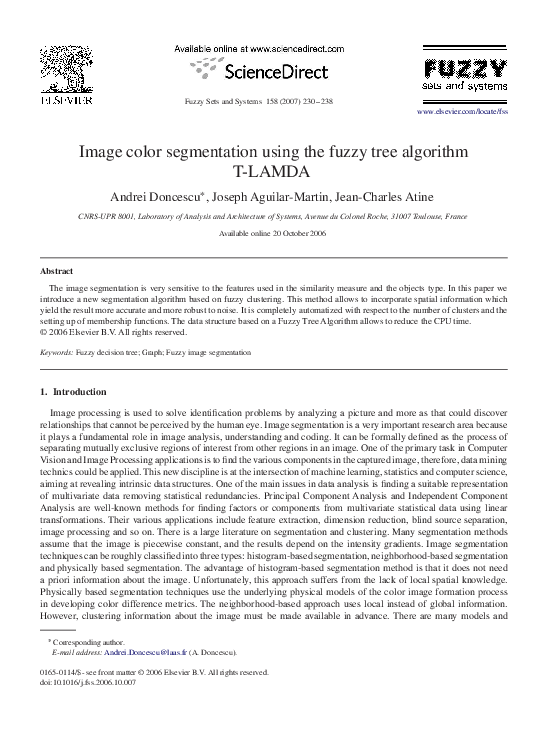 Pdf Image Color Segmentation Using The Fuzzy Tree Algorithm T Lamda 4610