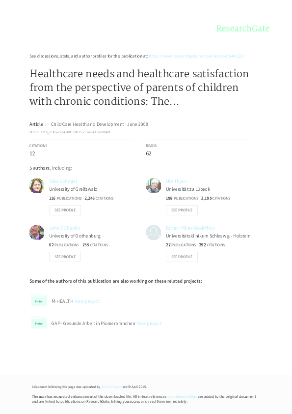(PDF) Healthcare needs and healthcare satisfaction from the perspective ...
