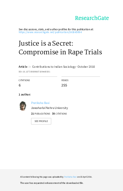 (PDF) Justice is a secret Compromise in rape trials