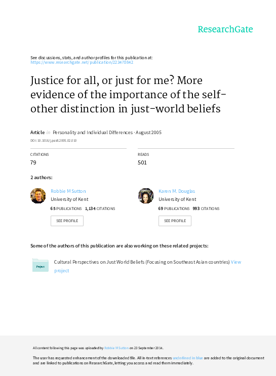(PDF) Justice for all, or just for me? More evidence of the importance ...