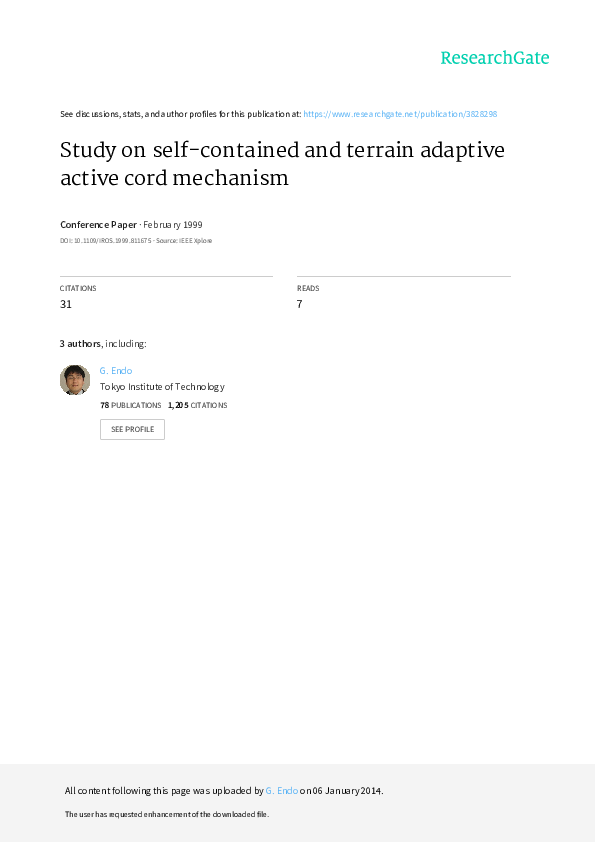 (PDF) Study on self-contained and terrain adaptive active cord mechanism