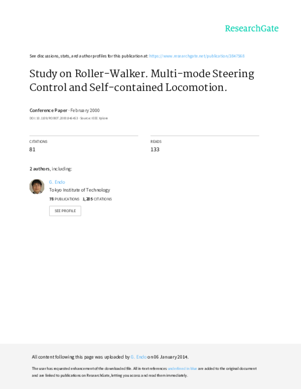 (PDF) Study on Roller-Walker (Multi-Mode Steering Control and Self ...