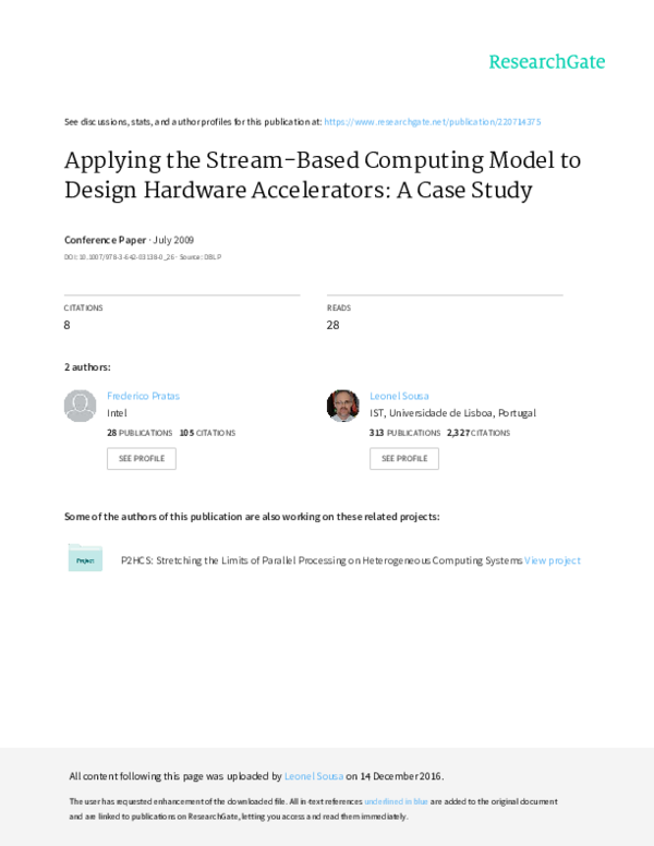 Pdf Applying The Stream Based Computing Model To Design Hardware