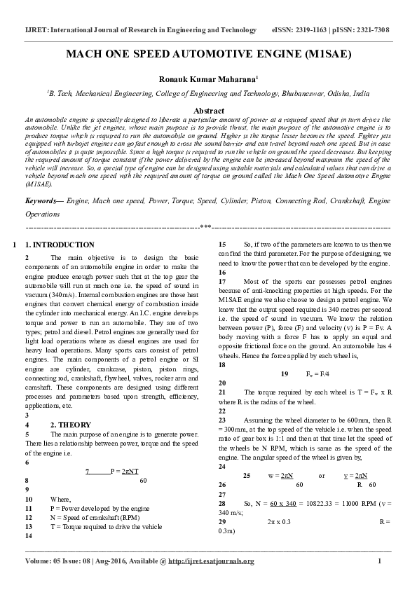 (DOC) MACH ONE SPEED AUTOMOTIVE ENGINE (M1SAE).docx