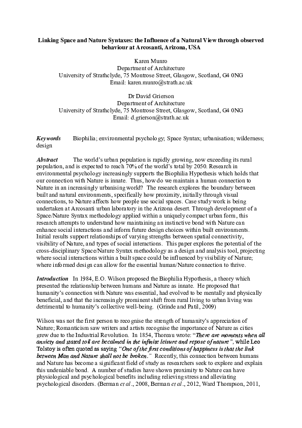 (PDF) Linking Space and Nature Syntaxes: the Influence of a Natural ...