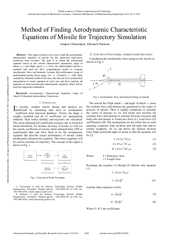 (PDF) Method of Finding Aerodynamic Characteristic Equations of Missile ...