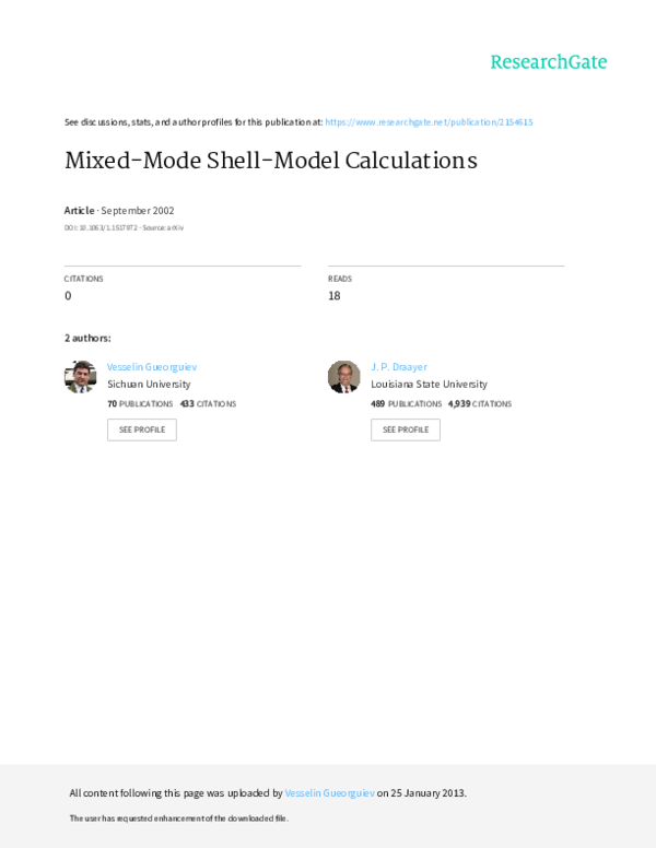 (PDF) Mixed-Mode Shell-Model Calculations
