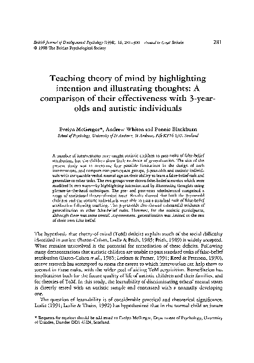 (PDF) Teaching theory of mind by highlighting intention and ...