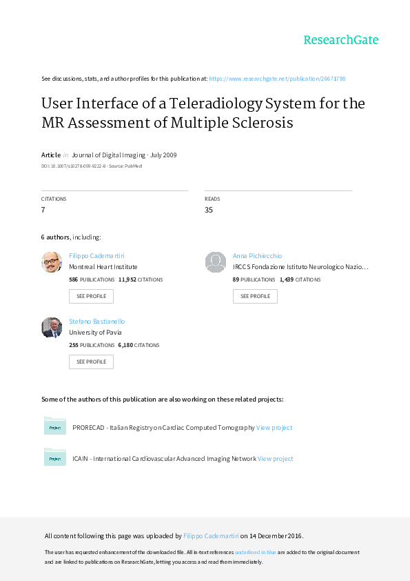 (PDF) User interface of a teleradiology system for the MR assessment of ...