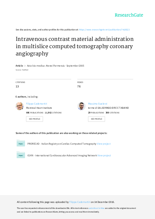 (PDF) Intravenous Contrast Material Administration at 16–Detector Row ...