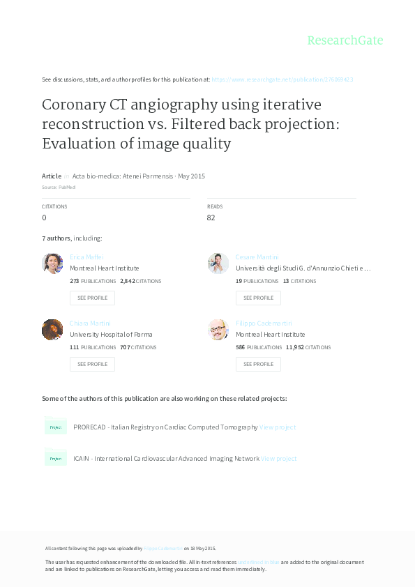 (PDF) Coronary CT angiography using iterative reconstruction vs ...