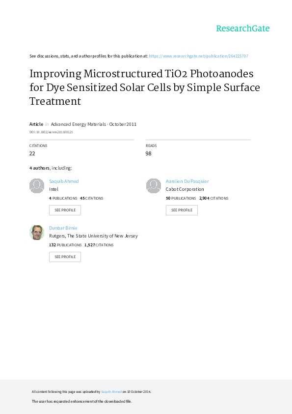 (PDF) Improving Microstructured TiO2 Photoanodes for Dye Sensitized ...