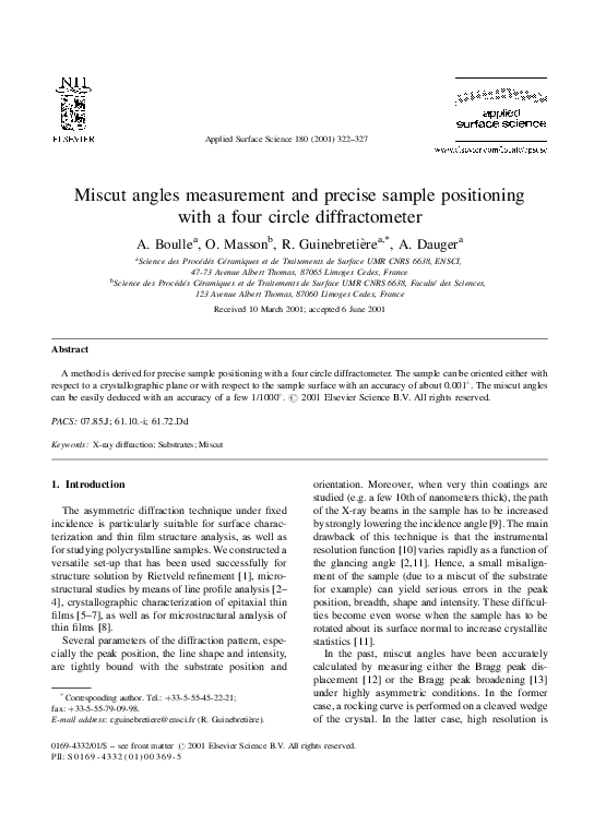 (PDF) Miscut angles measurement and precise sample positioning with a ...