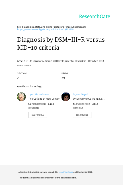 (PDF) Diagnosis by DSM-III-R versus ICD-10 criteria