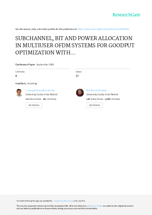 (PDF) Subchannel, bit and power allocation in multiuser OFDM systems for goodput optimization ...