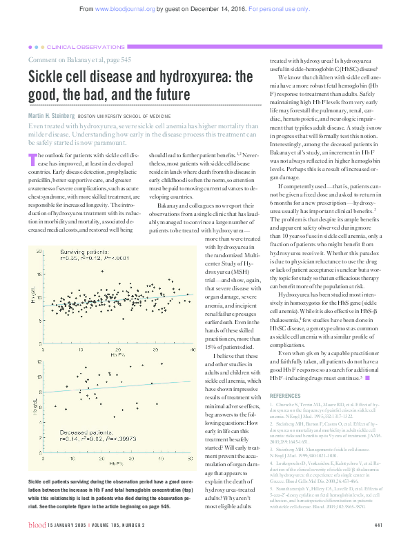 (PDF) Sickle cell disease and hydroxyurea: the good, the bad, and the ...