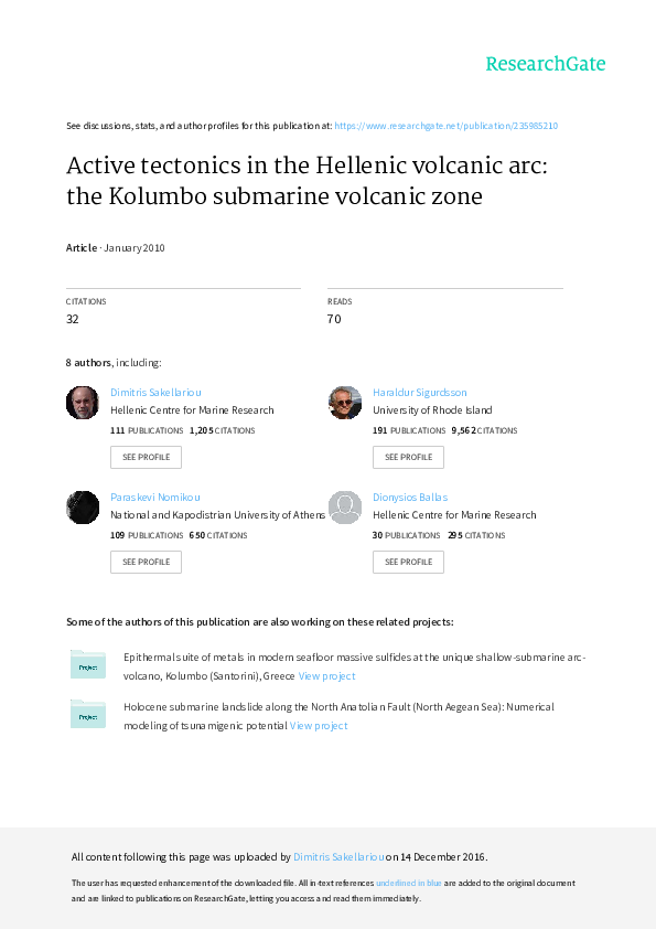 (PDF) Active tectonics in the Hellenic Volcanic Arc: the Kolumbo ...