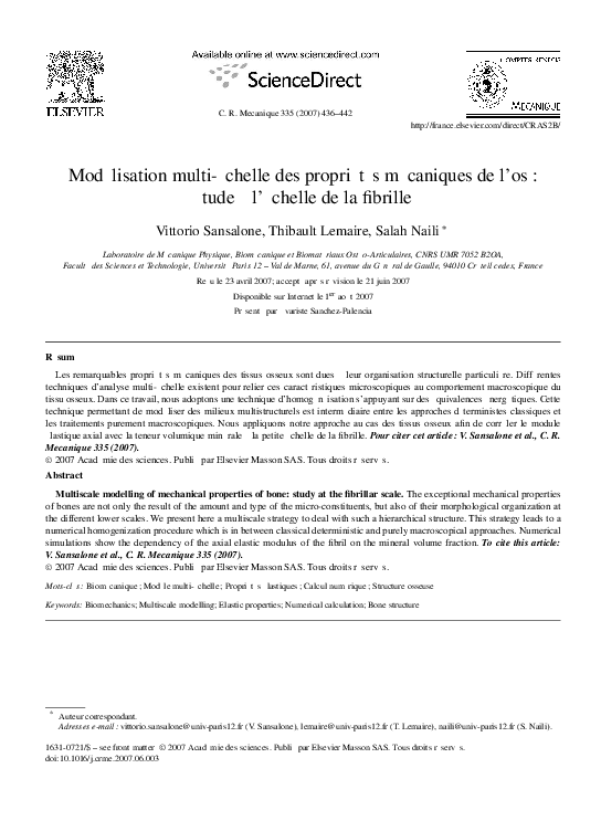 (PDF) Modélisation multi-échelle des propriétés mécaniques de l'os ...