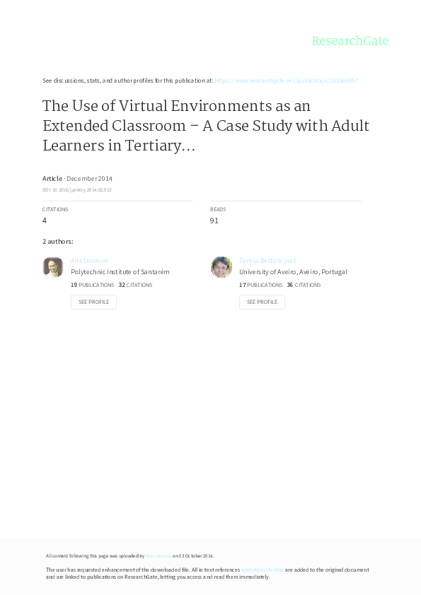 (PDF) The Use of Virtual Environments as an Extended Classroom – A Case ...