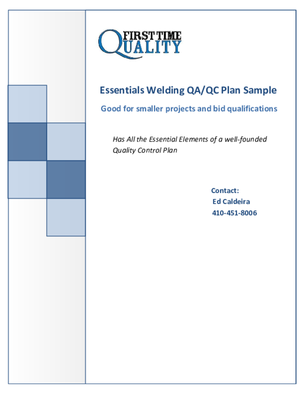 (PDF) Essentials Welding QA/QC Plan Sample Good for smaller projects ...