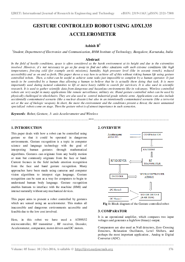 (PDF) GESTURE CONTROLLED ROBOT USING ADXL335 ACCELEROMETER (PDF) GESTURE CONTROLLED ROBOT USING ADXL335 ACCELEROMETER