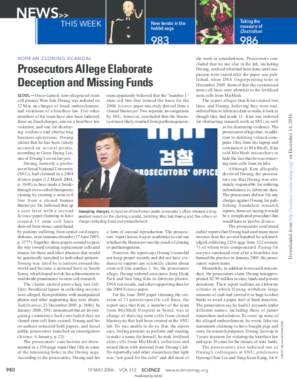 (PDF) KOREAN CLONING SCANDAL: Prosecutors Allege Elaborate Deception ...