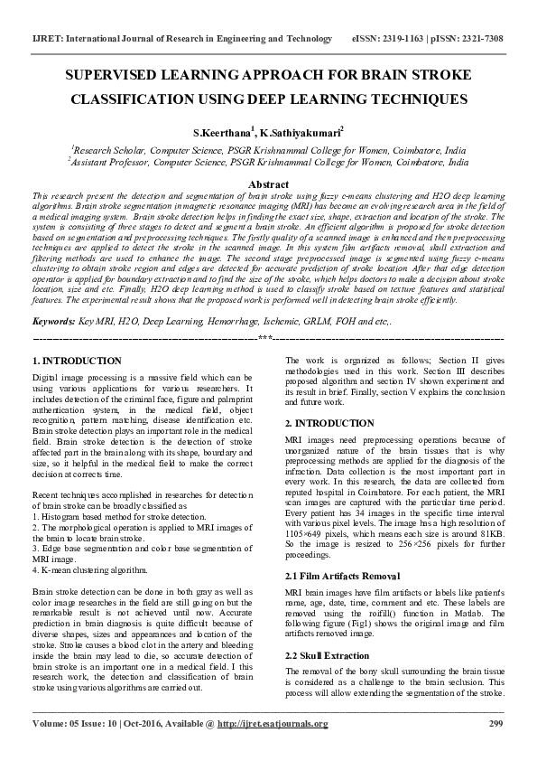 Pdf Supervised Learning Approach For Brain Stroke Classification Using Deep Learning Techniques