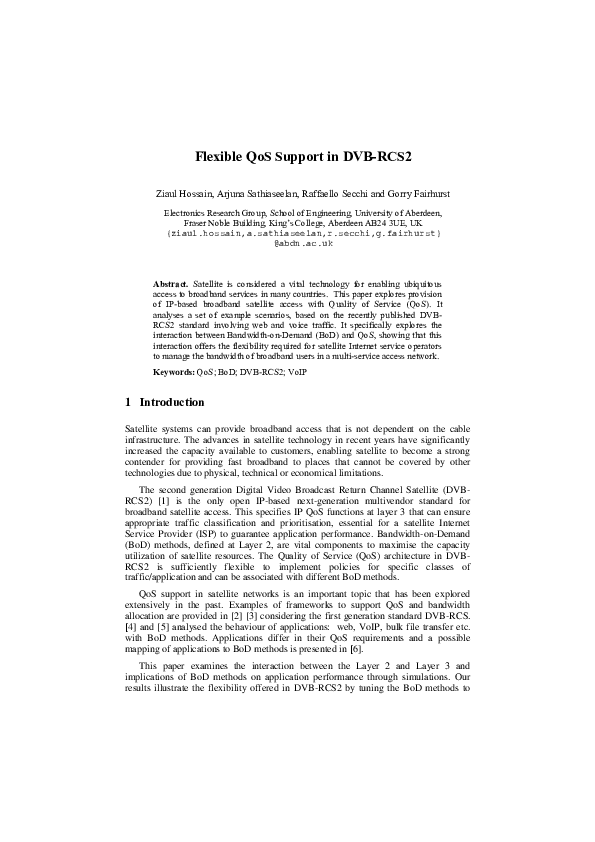 (PDF) Flexible QoS Support in DVB-RCS2