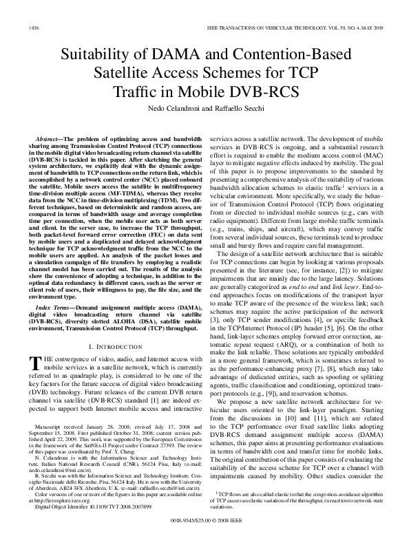(PDF) Suitability of DAMA and Contention-Based Satellite Access Schemes for TCP Traffic in ...