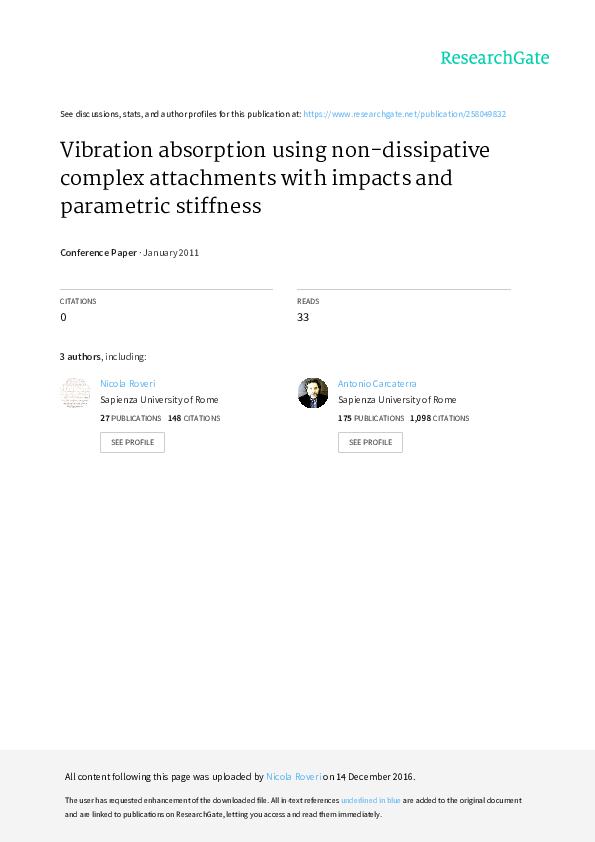 (PDF) Vibration absorption using non-dissipative complex attachments ...