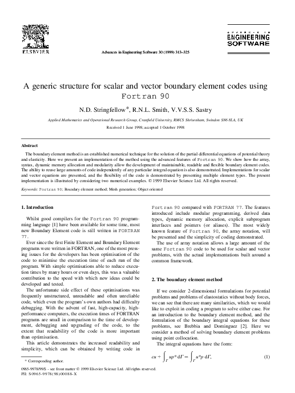 (PDF) A generic structure for scalar and vector boundary element codes ...