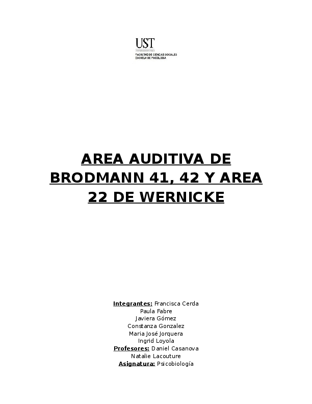 (DOC) AREA AUDITIVA DE BRODMANN 41, 42 Y AREA 22 DE WERNICKE