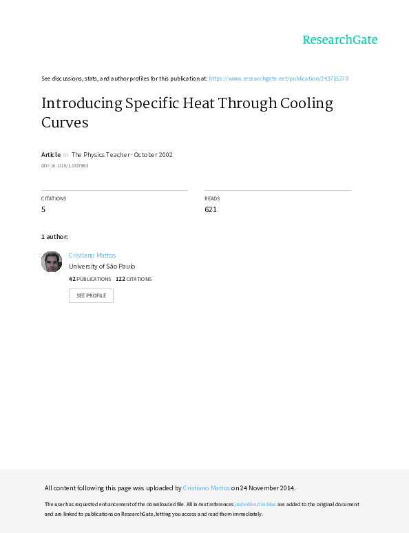 (PDF) Introducing Specific Heat Through Cooling Curves