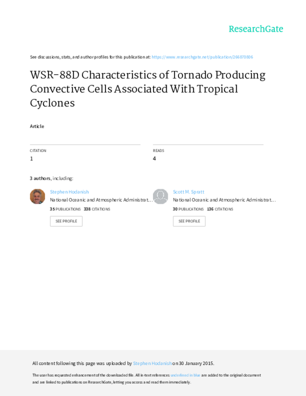 (PDF) WSR-88D Characteristics of Tornado Producing Convective Cells Associated With Tropical ...