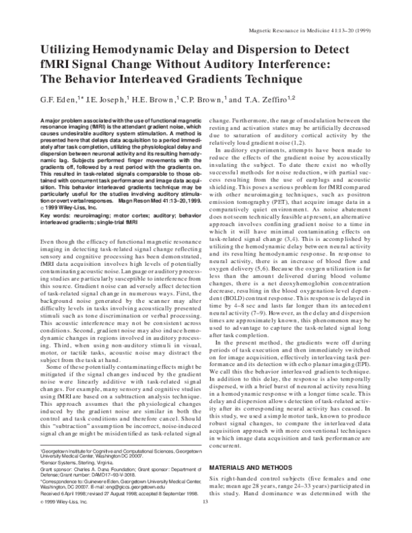 (PDF) Utilizing hemodynamic delay and dispersion to detect fMRI signal ...