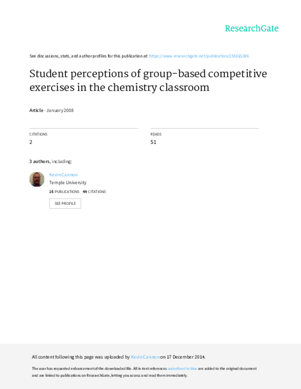 (PDF) Student perceptions of group-based competitive exercises in the ...