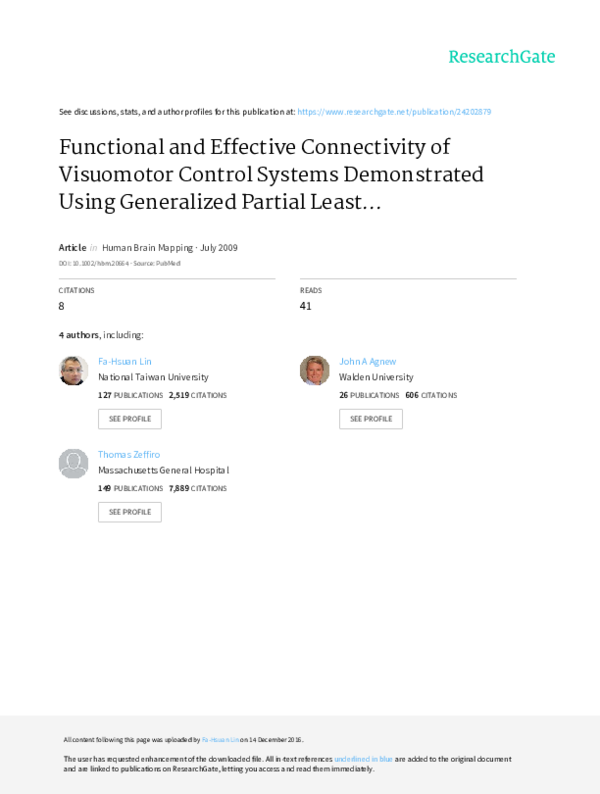 (PDF) Functional and effective connectivity of visuomotor control ...
