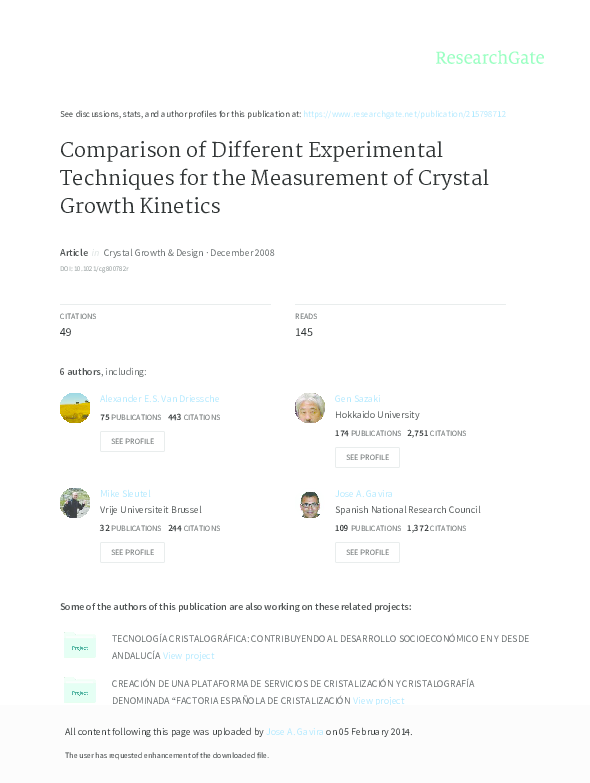 (PDF) Comparison of Different Experimental Techniques for the ...