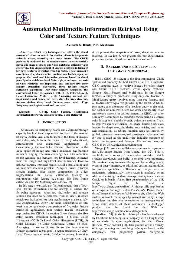 Automated Multimedia Information Retrieval Using Color and Texture Feature Techniques